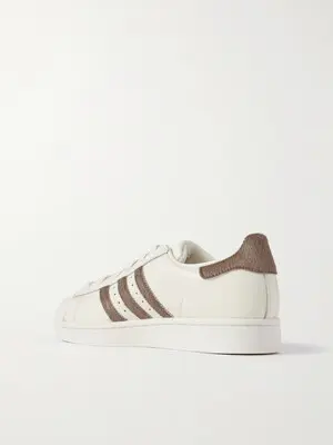 ADIDAS ORIGINALS Superstar Ii Calf Hair-trimmed Leather Sneakers
