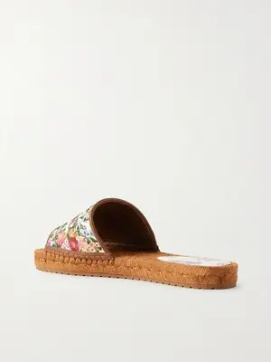 Dolce & Gabbana Leather-trimmed Woven Espadrille Slides - Neutrals