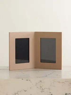Smythson Panama Textured-leather Picture Frame - Gray