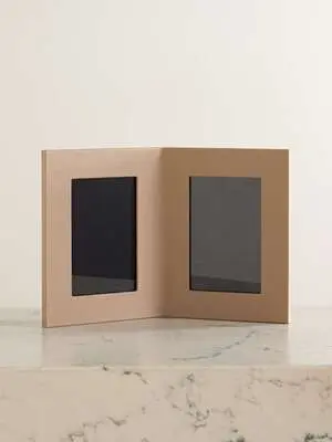 Smythson Panama Textured-leather Picture Frame - Stone