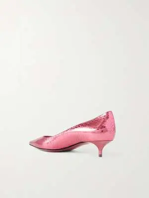 JIMMY CHOO Amelia 30 Lizard-effect Metallic Leather Pumps - Bright Pink