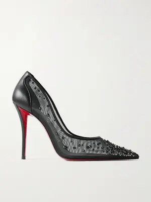 CHRISTIAN LOUBOUTIN Leather-trimmed Mesh Pumps - Black