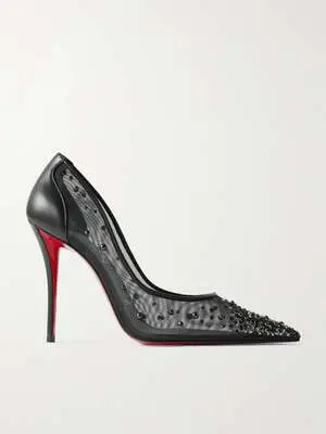 CHRISTIAN LOUBOUTIN Leather-trimmed Mesh Pumps - Black