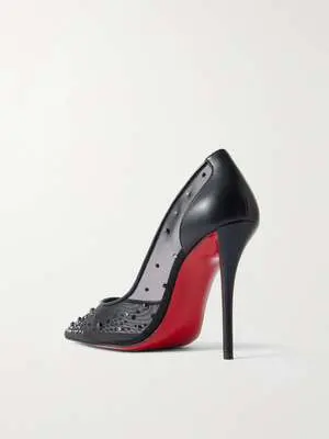 CHRISTIAN LOUBOUTIN Leather-trimmed Mesh Pumps - Black