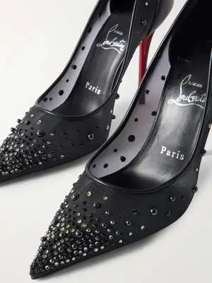CHRISTIAN LOUBOUTIN Leather-trimmed Mesh Pumps - Black