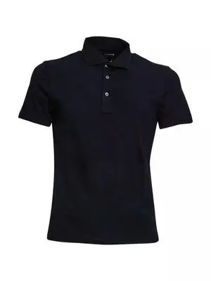 Fedeli Mother-of-pearl Button Polo Shirt - Blue