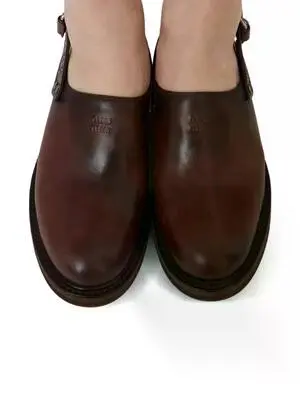 Miu Miu Buckled Leather Mules - Brown