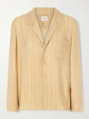 Saint Laurent Striped Silk-jacquard Shirt - Neutrals