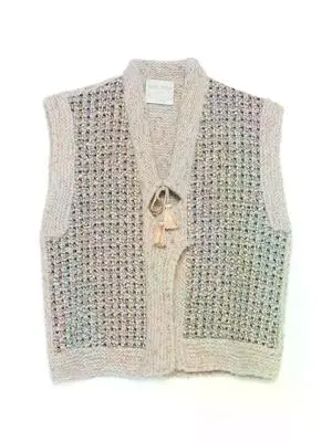 FORTE_FORTE Sleeveless Tweed Knit Cardigan