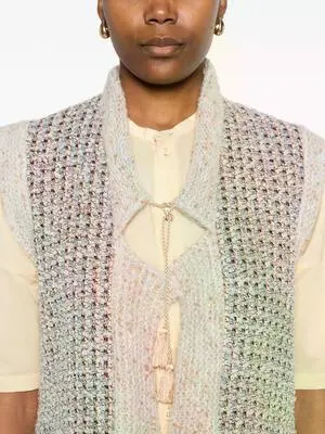 FORTE_FORTE Sleeveless Tweed Knit Cardigan