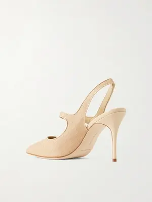 Manolo Blahnik Campari 90 Suede Slingback Pumps - Neutrals