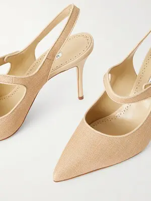 Manolo Blahnik Campari 90 Suede Slingback Pumps - Neutrals