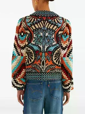 Farm Rio Crochet V-neck Sweater