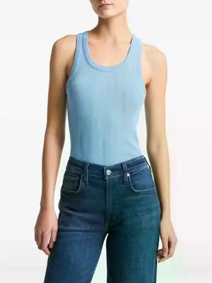 Vince Ribbed Scoop-neck Tank Top - Blue