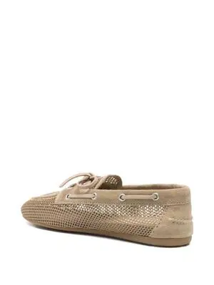 Miu Miu Deck Mesh Boat Loafers - Brown