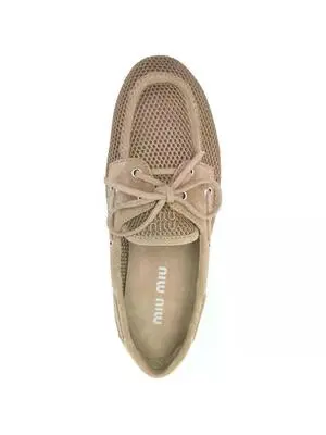 Miu Miu Deck Mesh Boat Loafers - Brown
