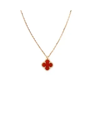 VAN CLEEF & ARPELS Sweet Alhambra Pendant Necklace 18k Rose Gold And Carnelian - Pink
