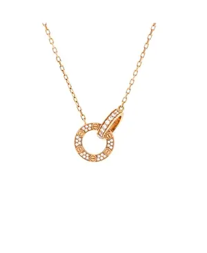 CARTIER Love Interlocking Diamond Pave Necklace - Gold