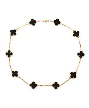 VAN CLEEF & ARPELS Vintage Alhambra 10 Motifs Necklace 18k And Onyx, 17 - Gold
