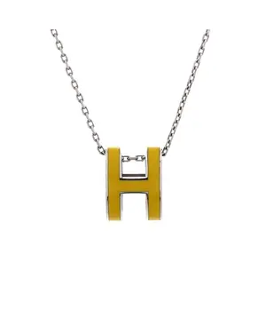 HERMES Mini Pop H Pendant Necklace - Enamel/silver Tone