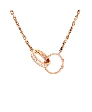 CARTIER Love Interlocking Necklace 18k Rose Gold With Diamonds - Pink