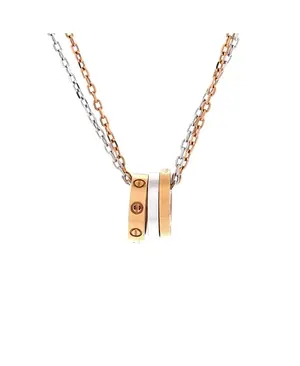 CARTIER Love 3 Ring Pendant Necklace - Pink/white