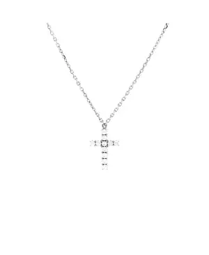 CARTIER Cross Pendant Necklace 18k Gold With Diamonds - White