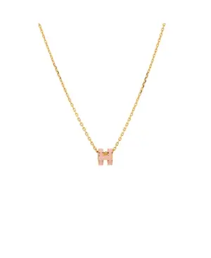 HERMES Mini Pop H Pendant Chain Necklace - Enamel/silver Tone