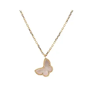 VAN CLEEF & ARPELS Sweet Alhambra Butterfly Pendant Necklace 18k And Mother Of Pearl, 15.75 - Gold