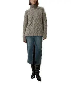 Lilysilk Cable-knit Cashmere Turtleneck Sweater