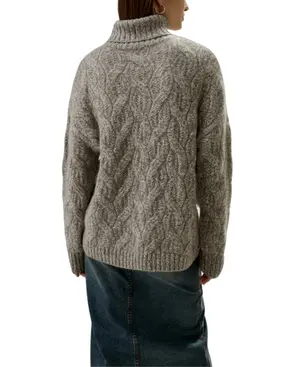 Lilysilk Cable-knit Cashmere Turtleneck Sweater