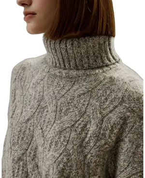 Lilysilk Cable-knit Cashmere Turtleneck Sweater