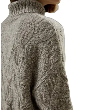 Lilysilk Cable-knit Cashmere Turtleneck Sweater