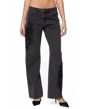 Edikted Black Wash Jeans For Women