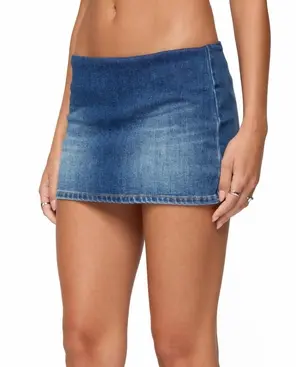 EDIKTED Archie Stretchy Denim Mini Skort