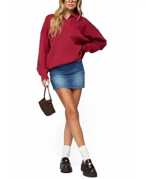EDIKTED Archie Stretchy Denim Mini Skort