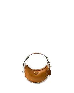 Prada Arque Small Shearling Shoulder Bag - Brown