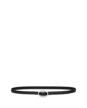 Saint Laurent Oval Crystal Buckle Thin Belt