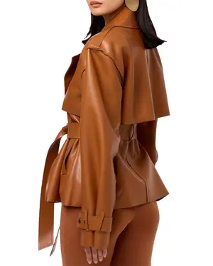 Naked Wardrobe Leather Cropped Trench Jacket