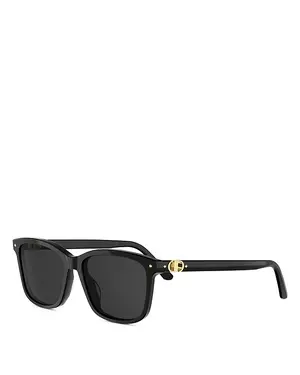 Dior Petit Cd Rectangular Sunglasses - Shiny Black / Smoke