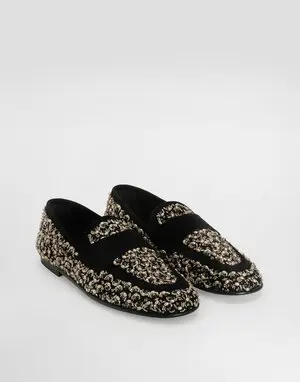 Dolce & Gabbana Suede Ariosto Slippers With Stone Embroidery