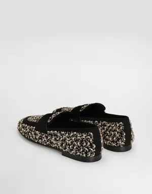 Dolce & Gabbana Suede Ariosto Slippers With Stone Embroidery