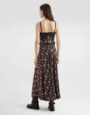Dolce & Gabbana Flower Bouquets-print Charmeuse Top