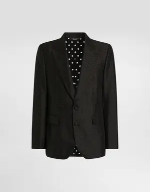 Dolce & Gabbana Single-breasted Sicilia Light Jacket With Micro Pattern Jacquard