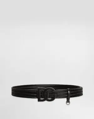Dolce & Gabbana Woven Calfskin Belt - Black