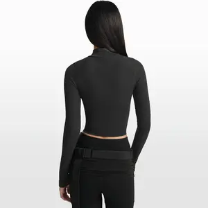 Nike Ribbed Seamless Cropped Full-zip Jacket - Black