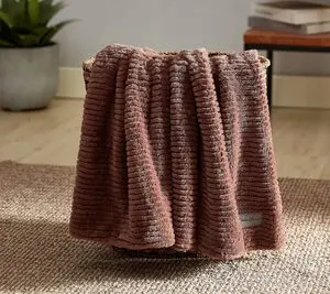 Eddie Bauer Ribbed Texture Solid Brown Fleece 5 0'x60' Throw
