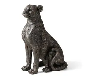 GLITZHOME 23.25h Mgo Bronze Leopard Statue - One-color