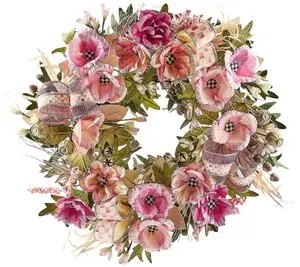 MACKENZIE-CHILDS Rosy Poppy 22' Wreath - One-color