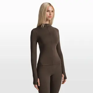 Nike Skims Matte 1/2-zip Mock-neck Long-sleeve Top - Brown